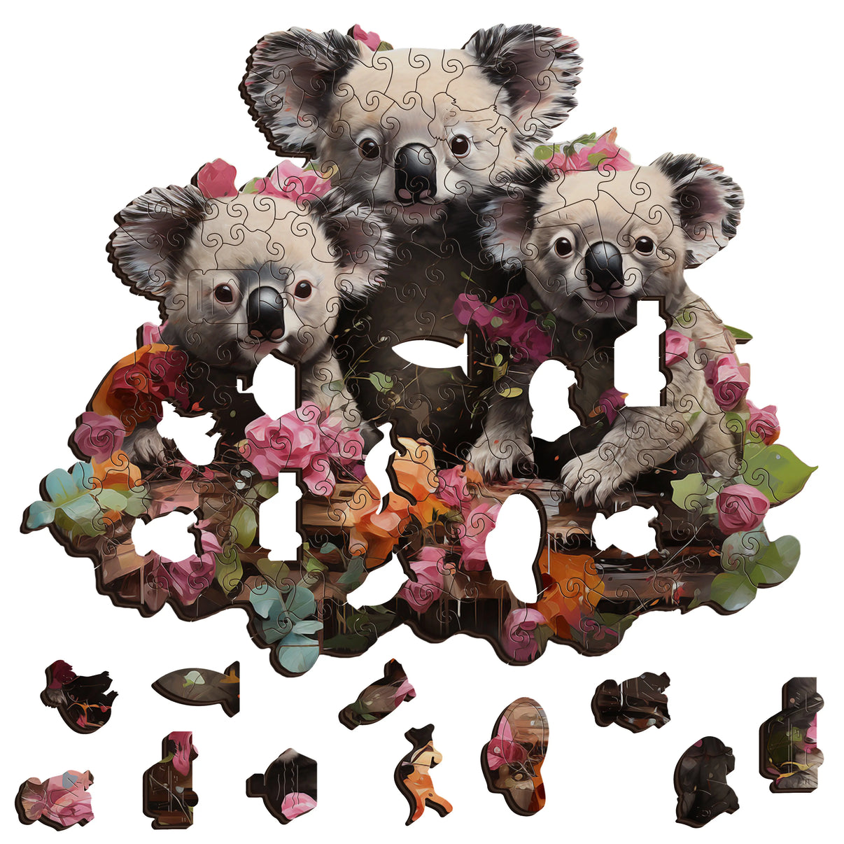 Trio of Koalas Wooden Puzzle – Puzzle Art Australia